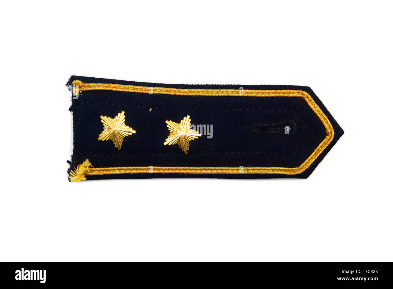 Shoulder straps with two stars of military ranks isolated on the white ...
