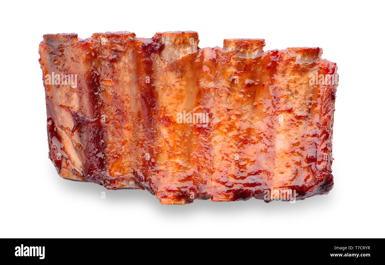 Delicious grilled ribs on white background Stock Photo - Alamy