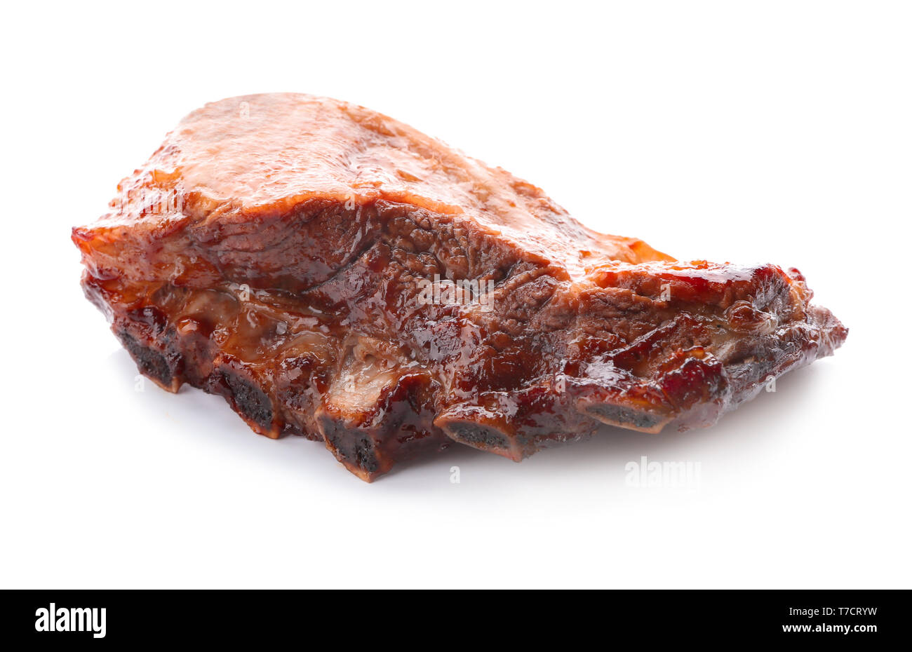 Delicious grilled ribs on white background Stock Photo - Alamy