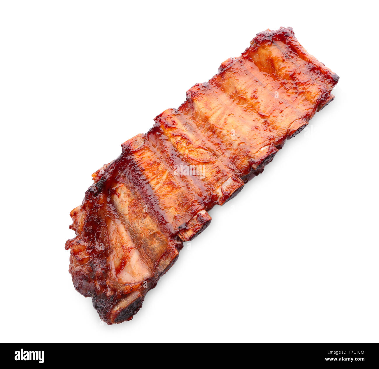 Delicious grilled ribs on white background Stock Photo - Alamy