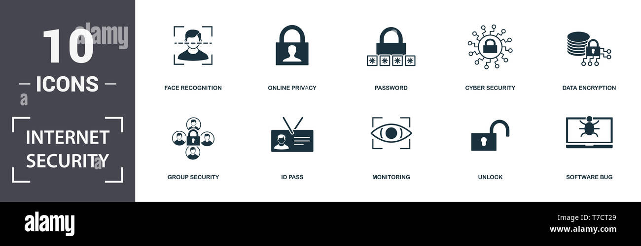 Internet Security icons set collection. Includes simple elements such ...