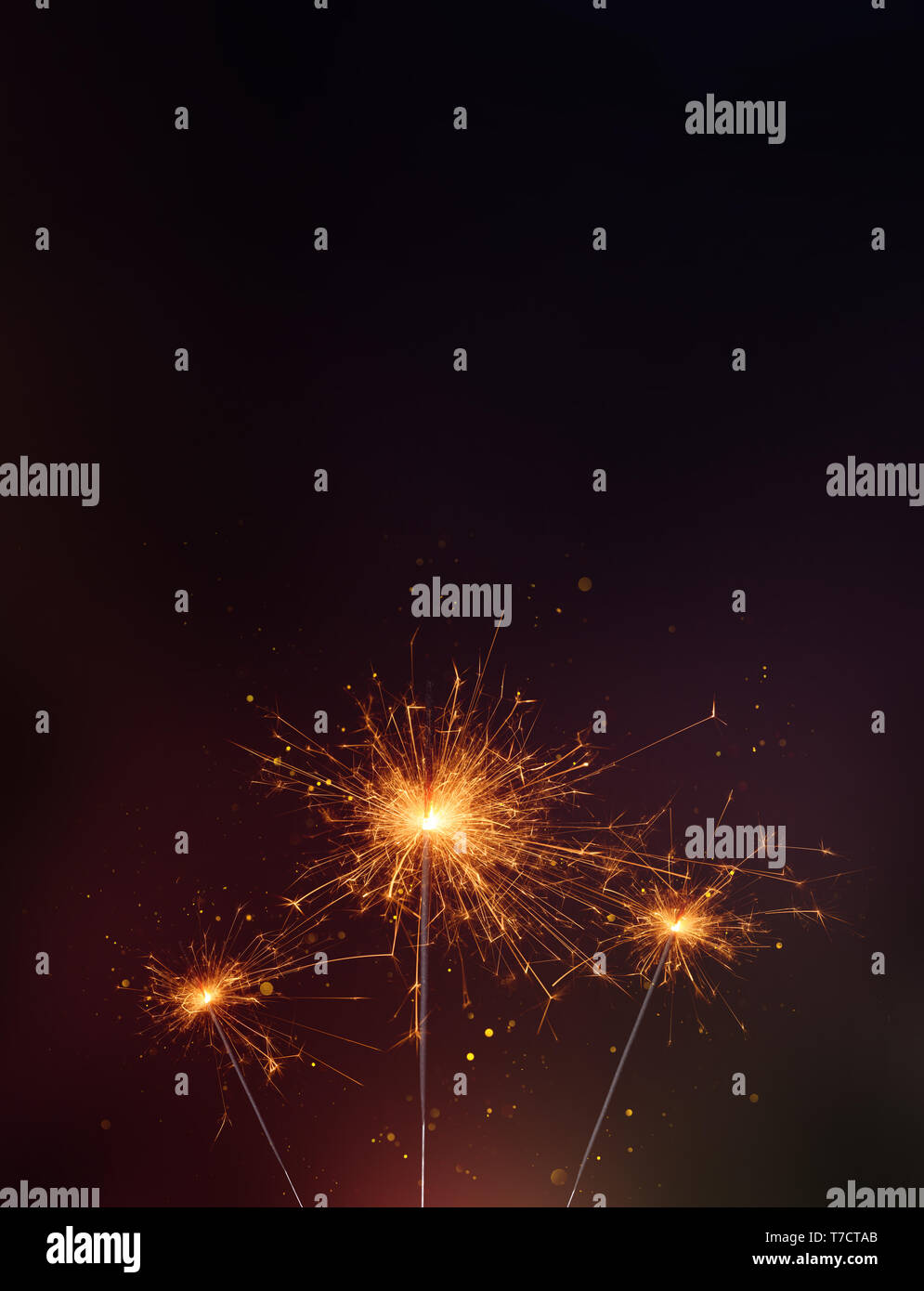 Party sparklers vertical banner template. Bengal fire burning with ...