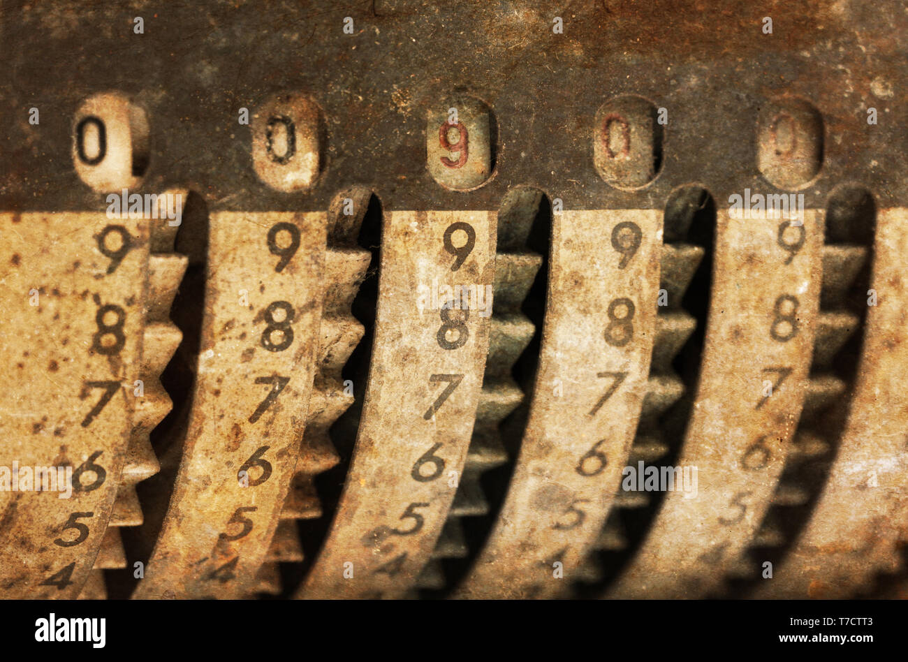 Vintage manual adding machine isolated on white, selective focus - 900 ...