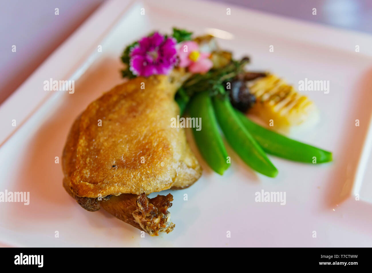 Close up shot of a dish of delicious fried duck leg at Taipei, Taiwan ...