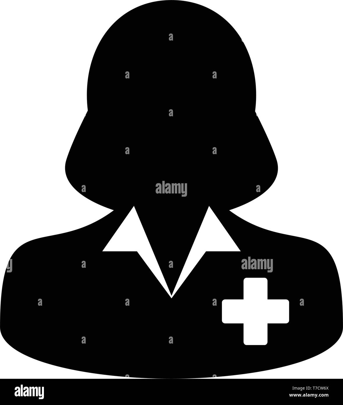 Doctor icon vector of female person profile avatar symbol for patient ...