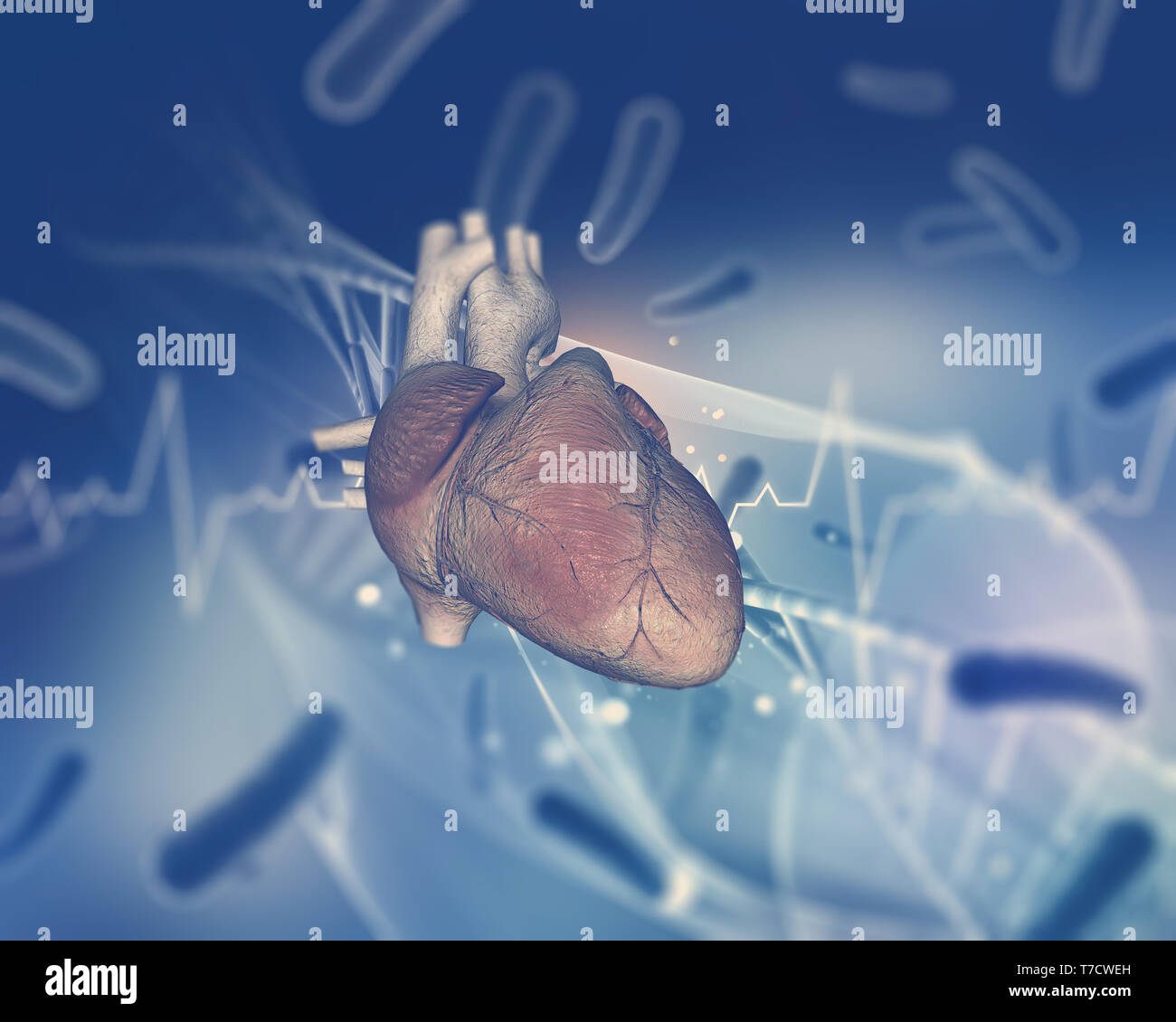 3D render of a medical background with heart on abstract background ...