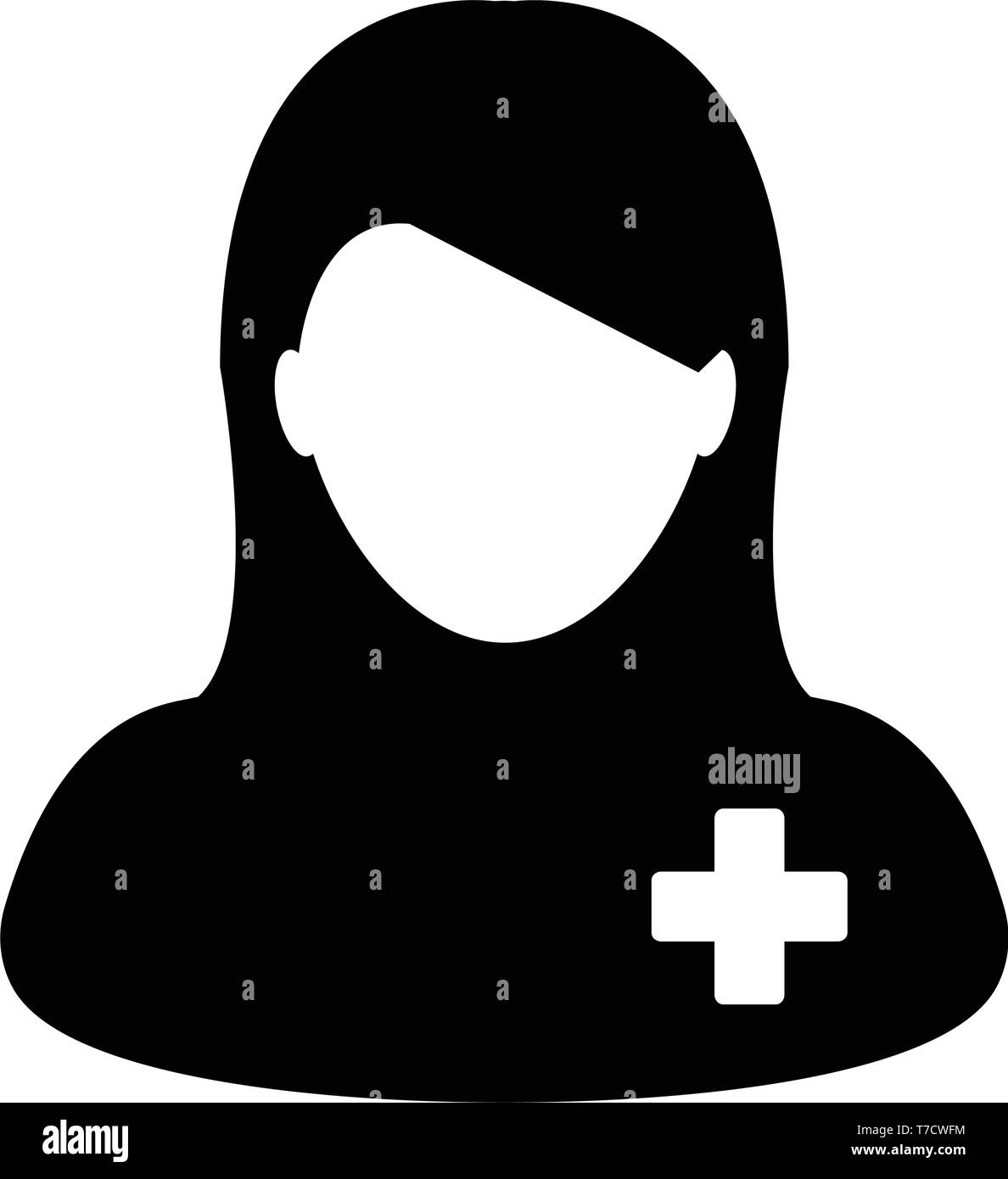 Nurse icon vector of female person profile avatar symbol for patient ...