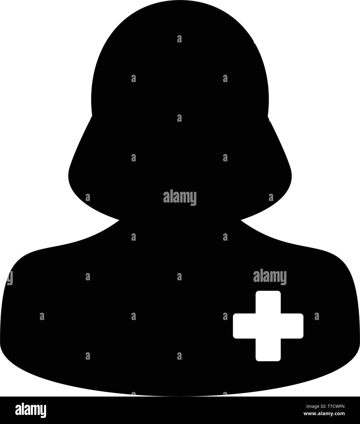 Hospital icon vector of female person profile avatar symbol for patient ...