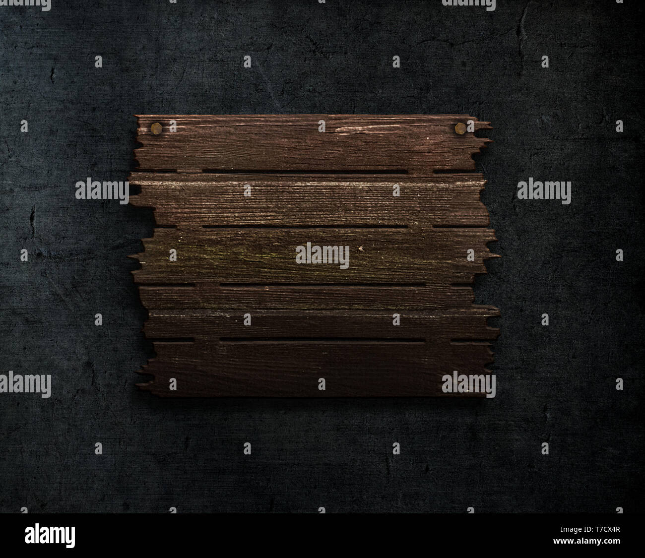 3D render of a old wood sign on a grunge stone texture background Stock ...