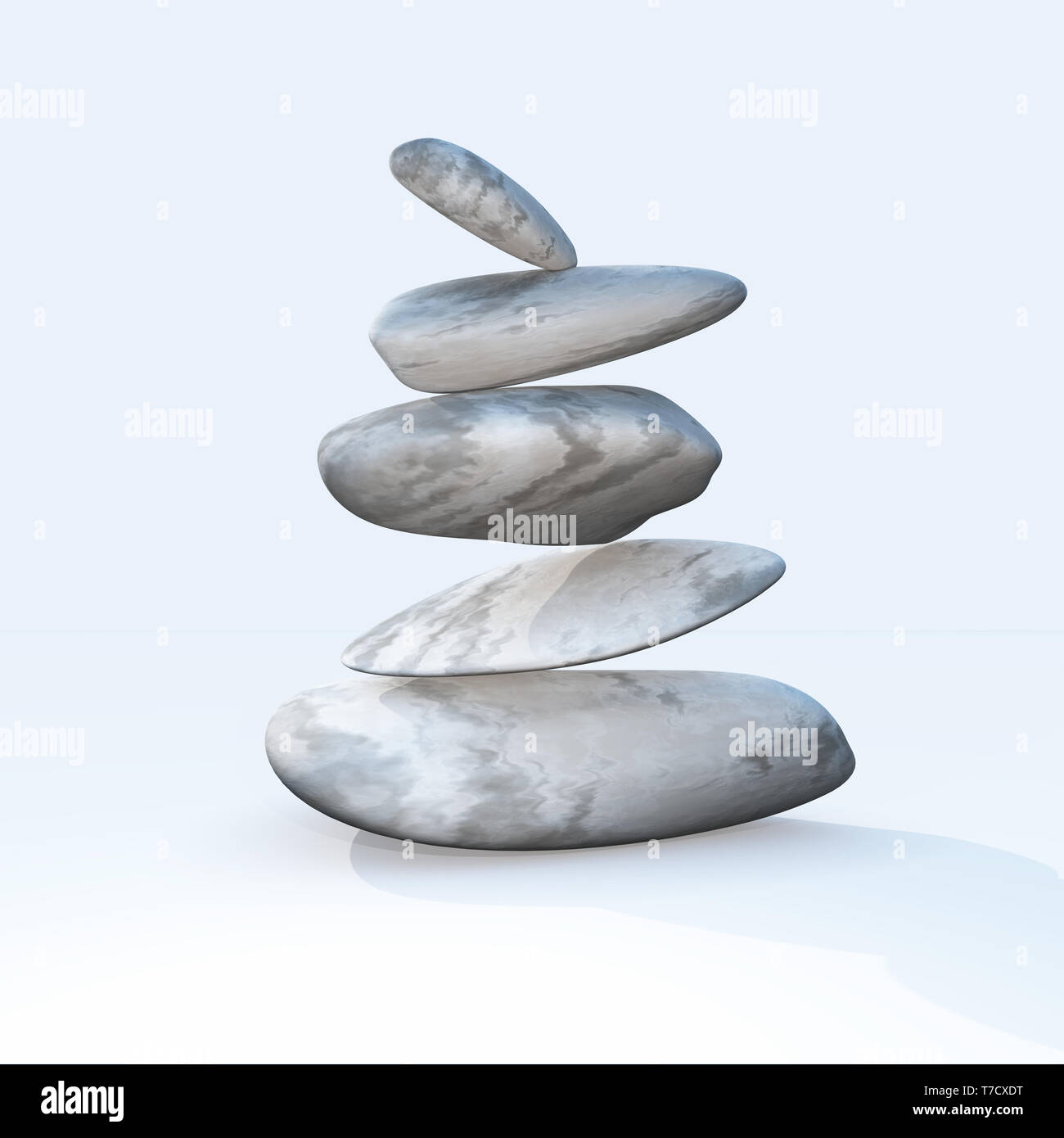 3D render of balancing pebbles on a plain background Stock Photo - Alamy