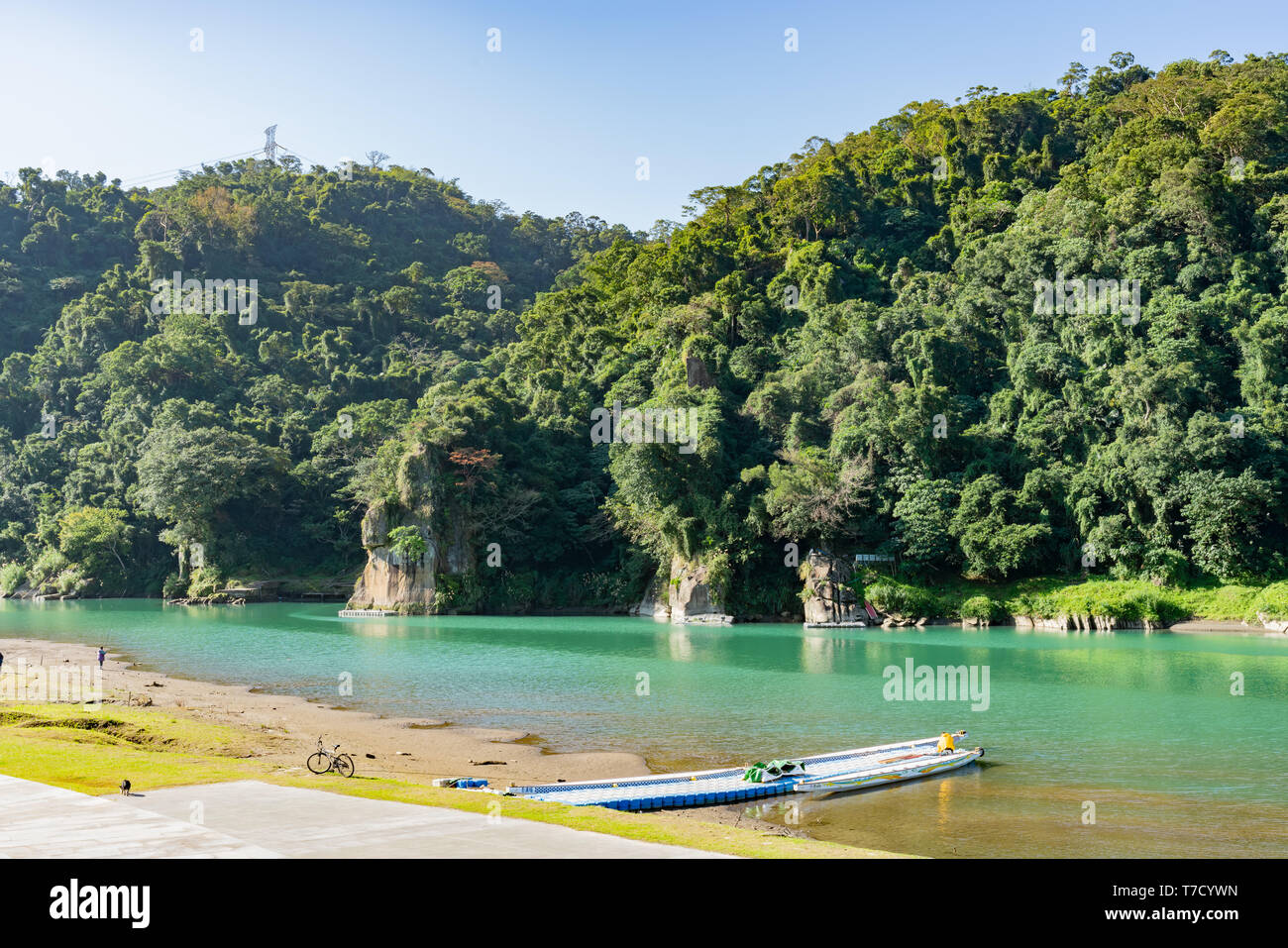 Morning view of the famous Bitan Scenic area in Xindian District at ...