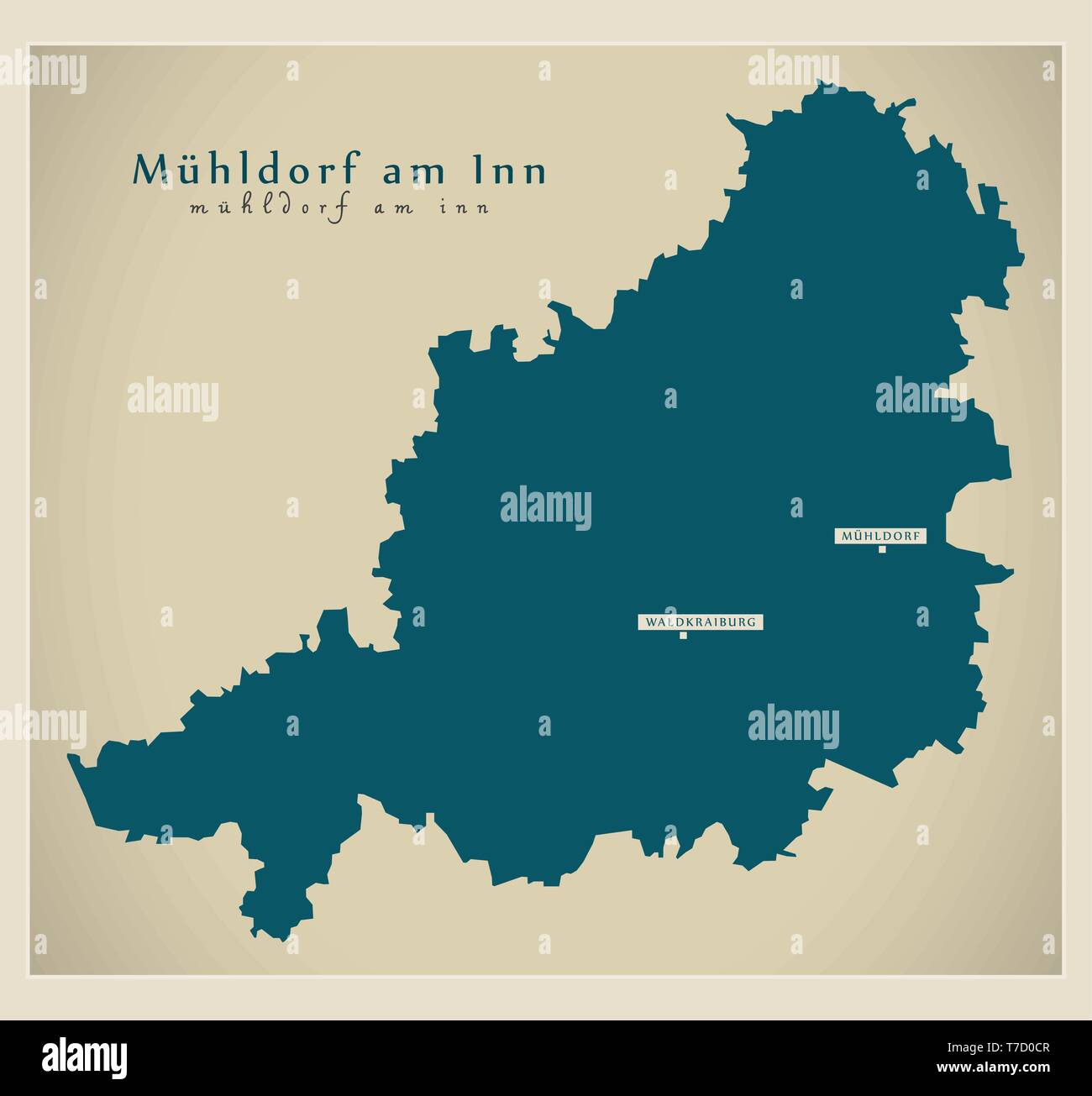 Modern Map - Muehldorf am Inn county of Bavaria DE Stock Vector Image ...