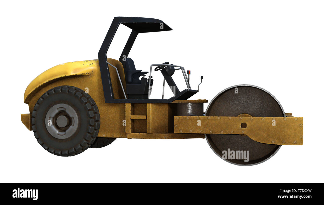 3D rendering of a road roller isolated on white background Stock Photo ...