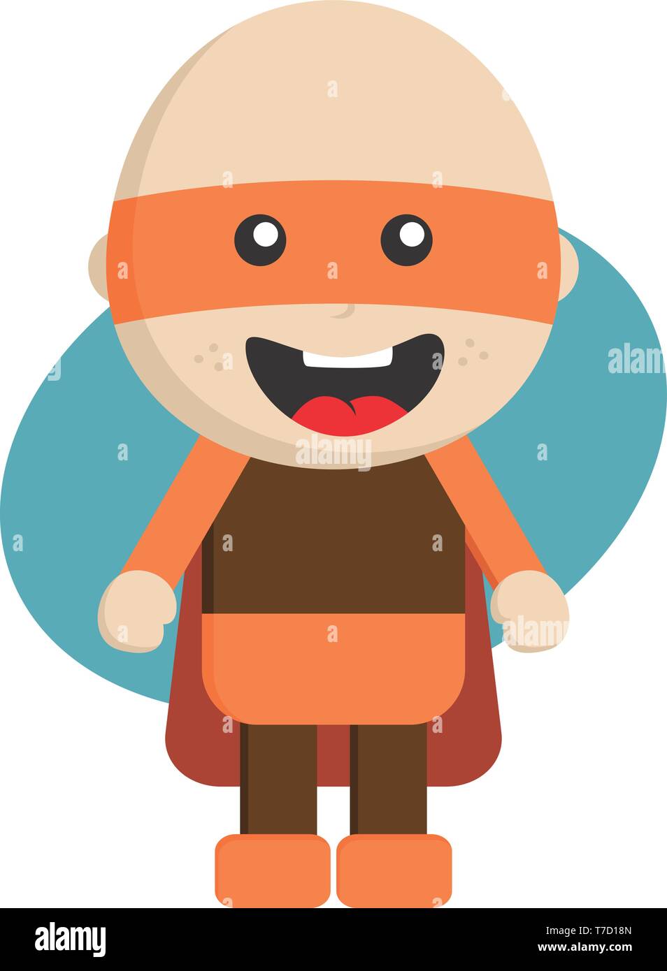 little superhero flat cartoon vector art illustration Stock Vector ...
