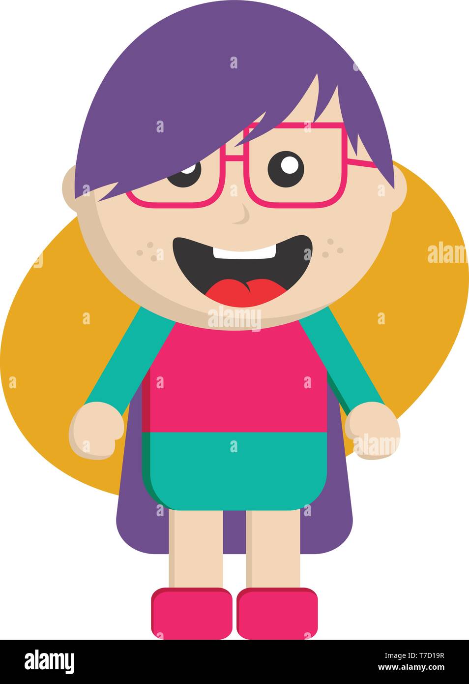 little superhero flat cartoon vector art illustration Stock Vector ...