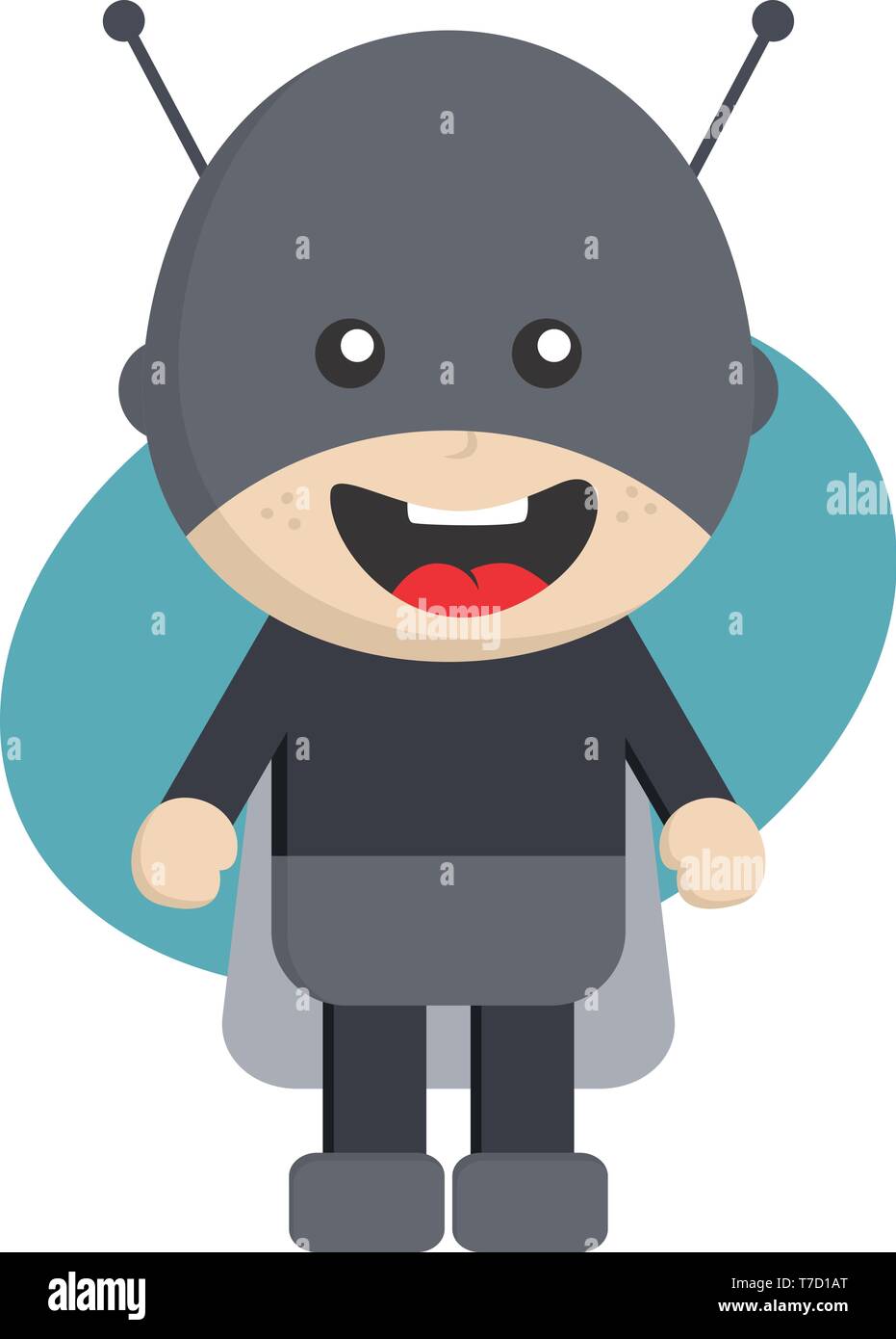 little superhero flat cartoon vector art illustration Stock Vector ...