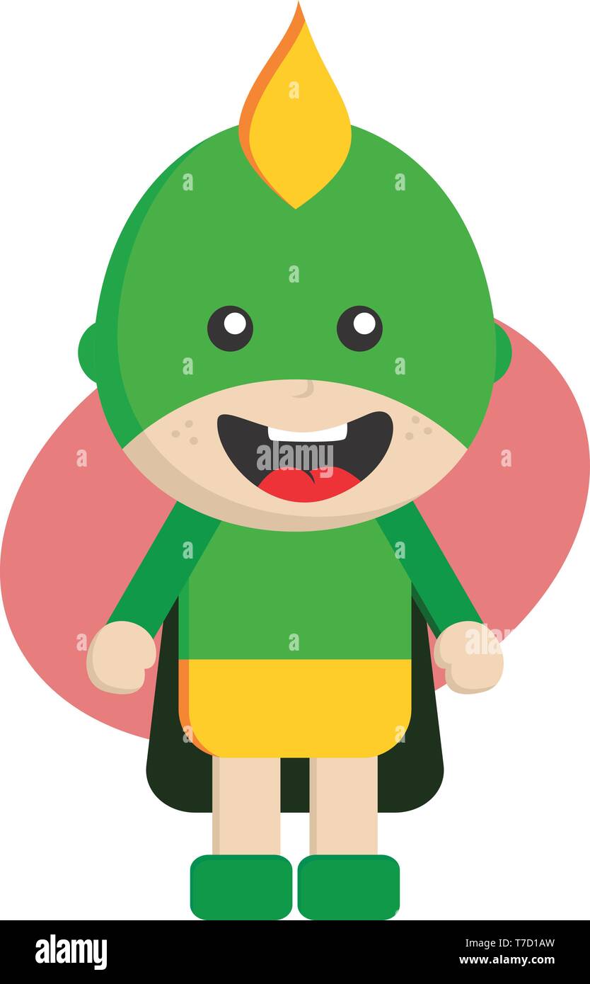 little superhero flat cartoon vector art illustration Stock Vector ...