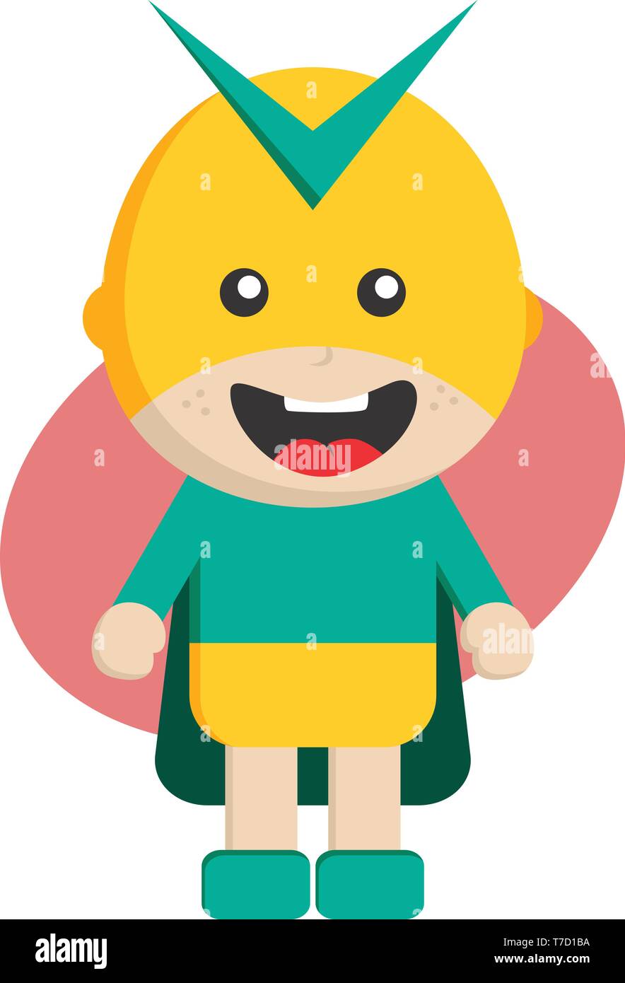 little superhero flat cartoon vector art illustration Stock Vector ...