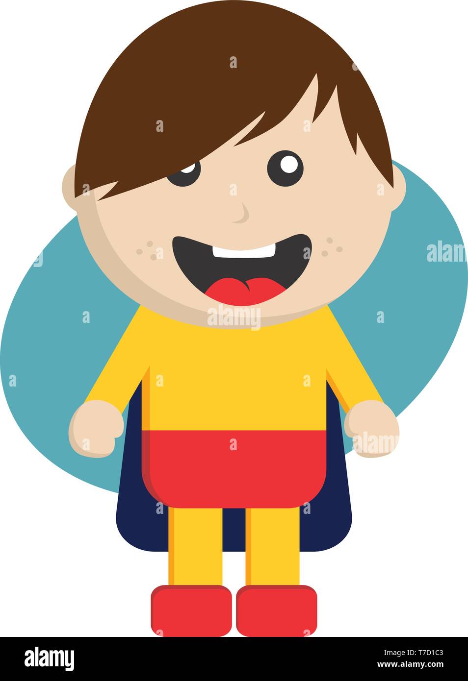 little superhero flat cartoon vector art illustration Stock Vector ...
