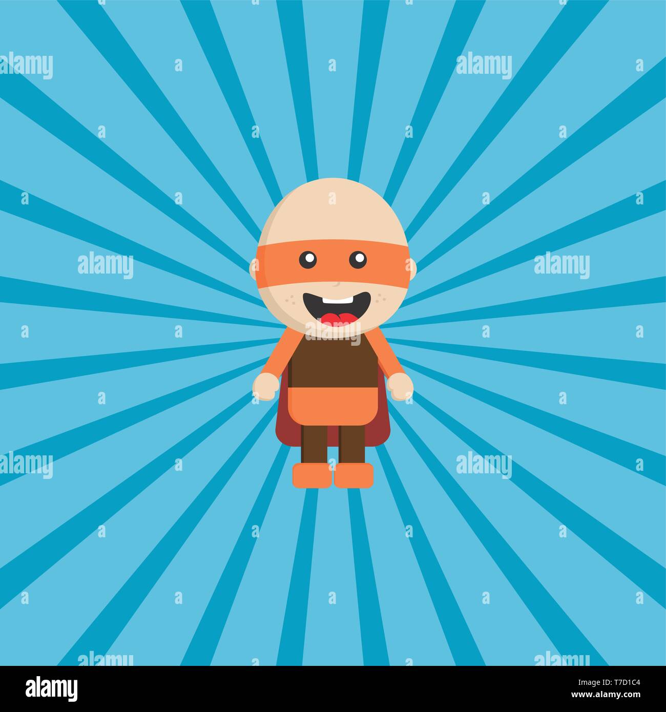 little superhero flat cartoon vector art illustration Stock Vector ...