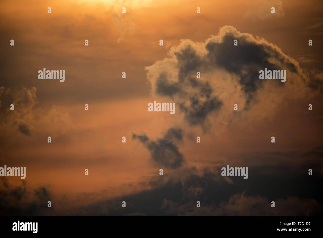 Evening skyscape with dark orange clouds for natural background Stock ...