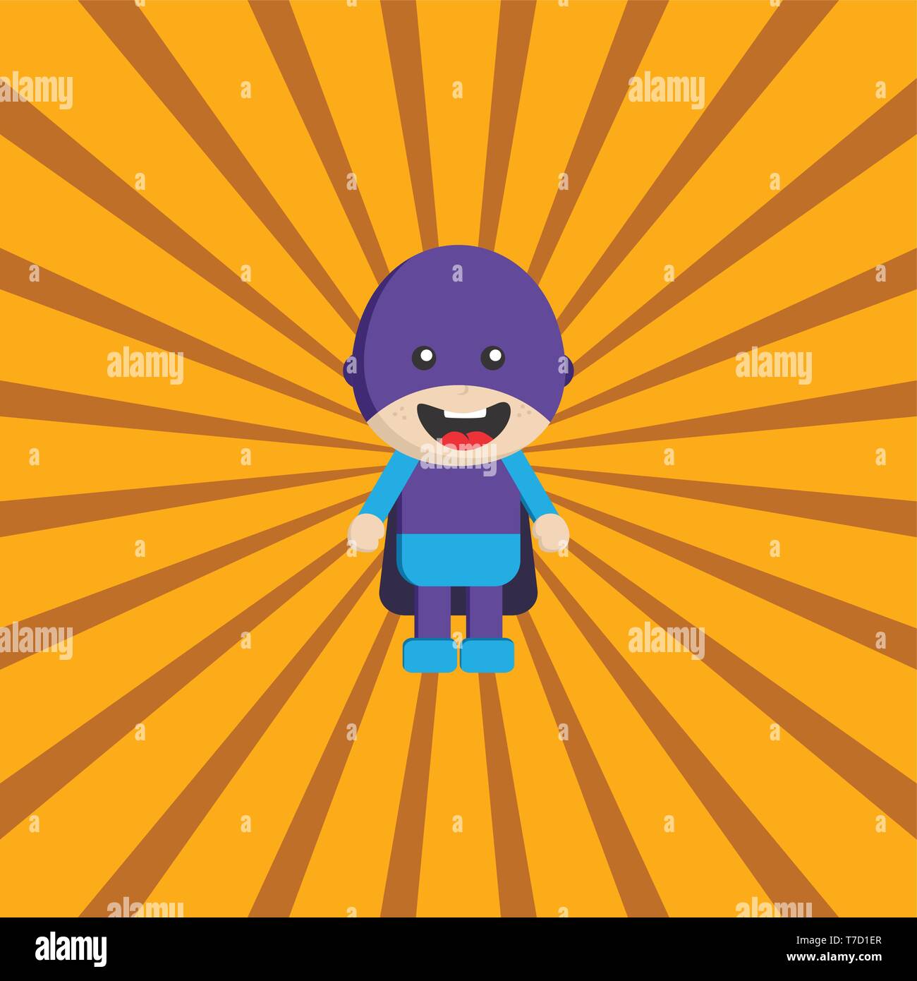 little superhero flat cartoon vector art illustration Stock Vector ...