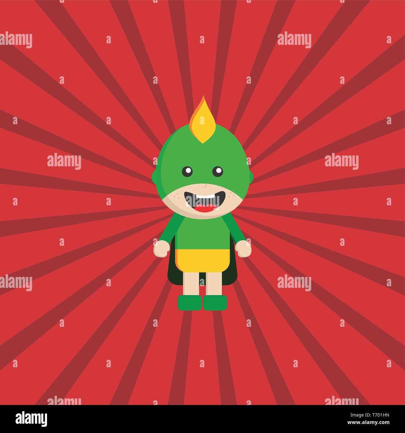 little superhero flat cartoon vector art illustration Stock Vector ...