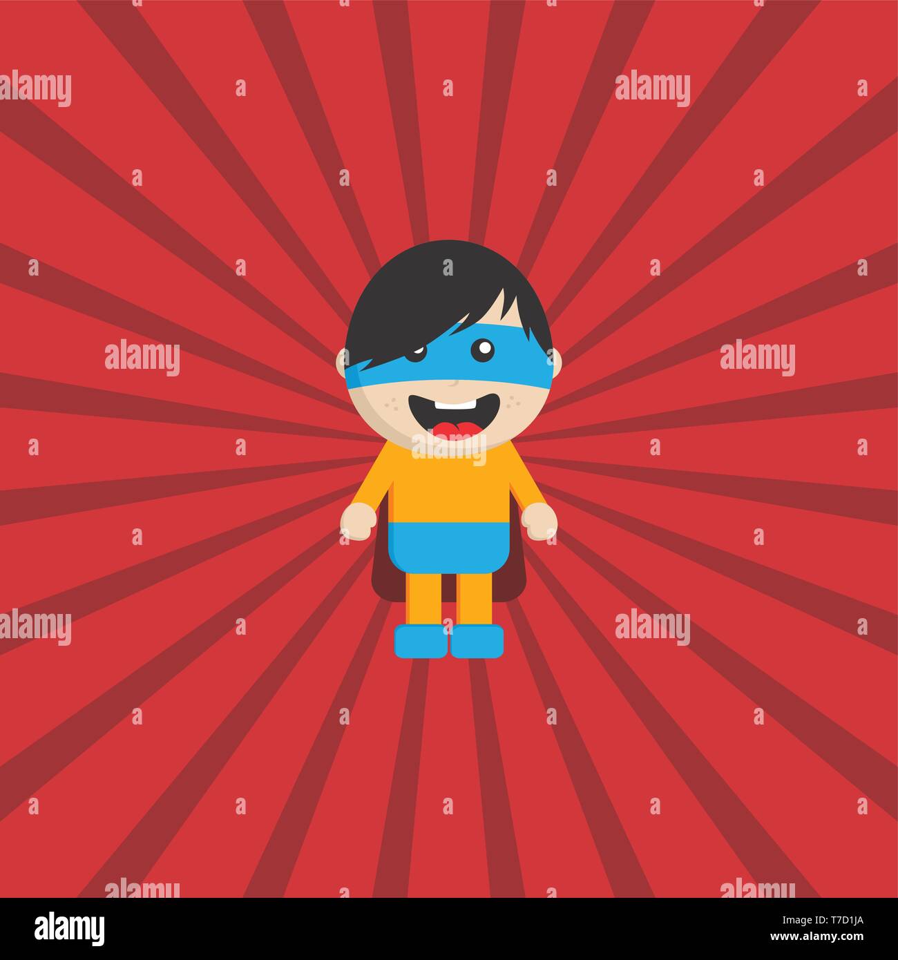 little superhero flat cartoon vector art illustration Stock Vector ...