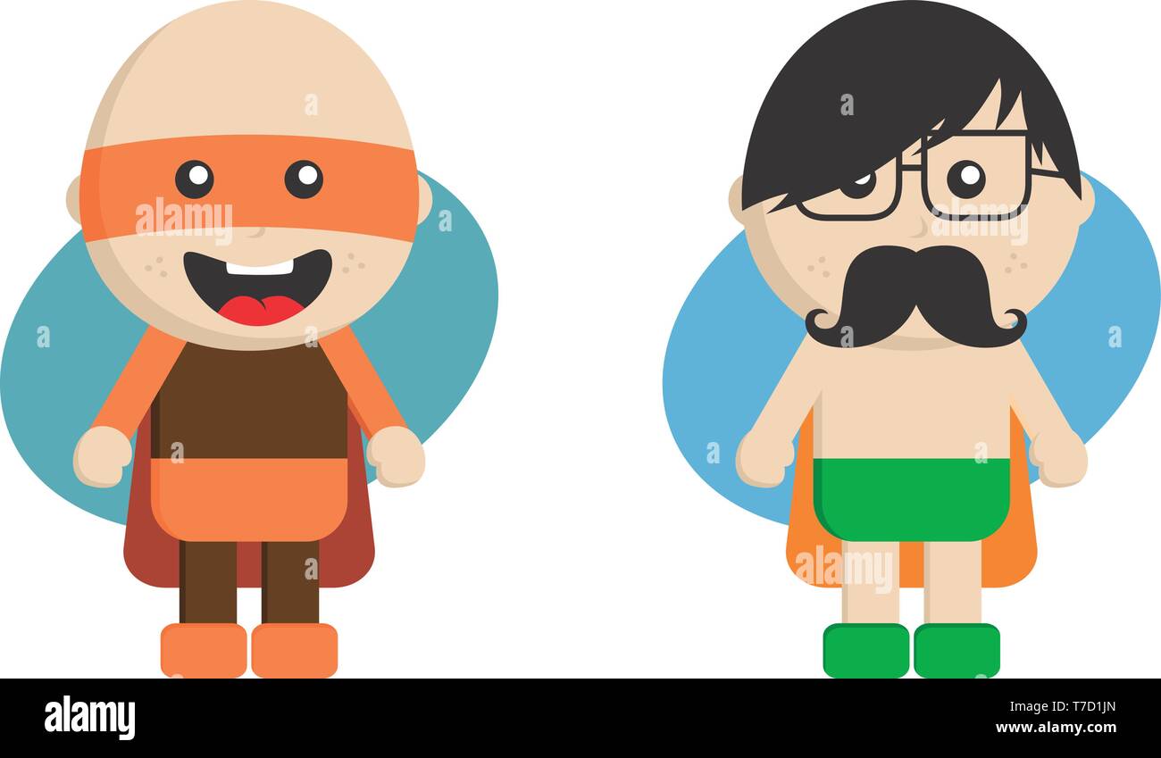 little superhero flat cartoon vector art illustration Stock Vector ...