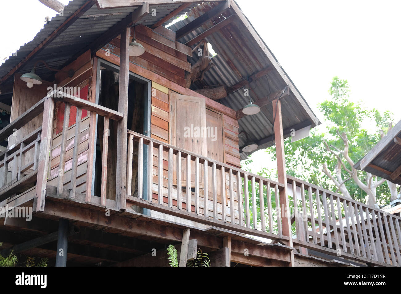 old retro wooden cottage hut home house Stock Photo - Alamy