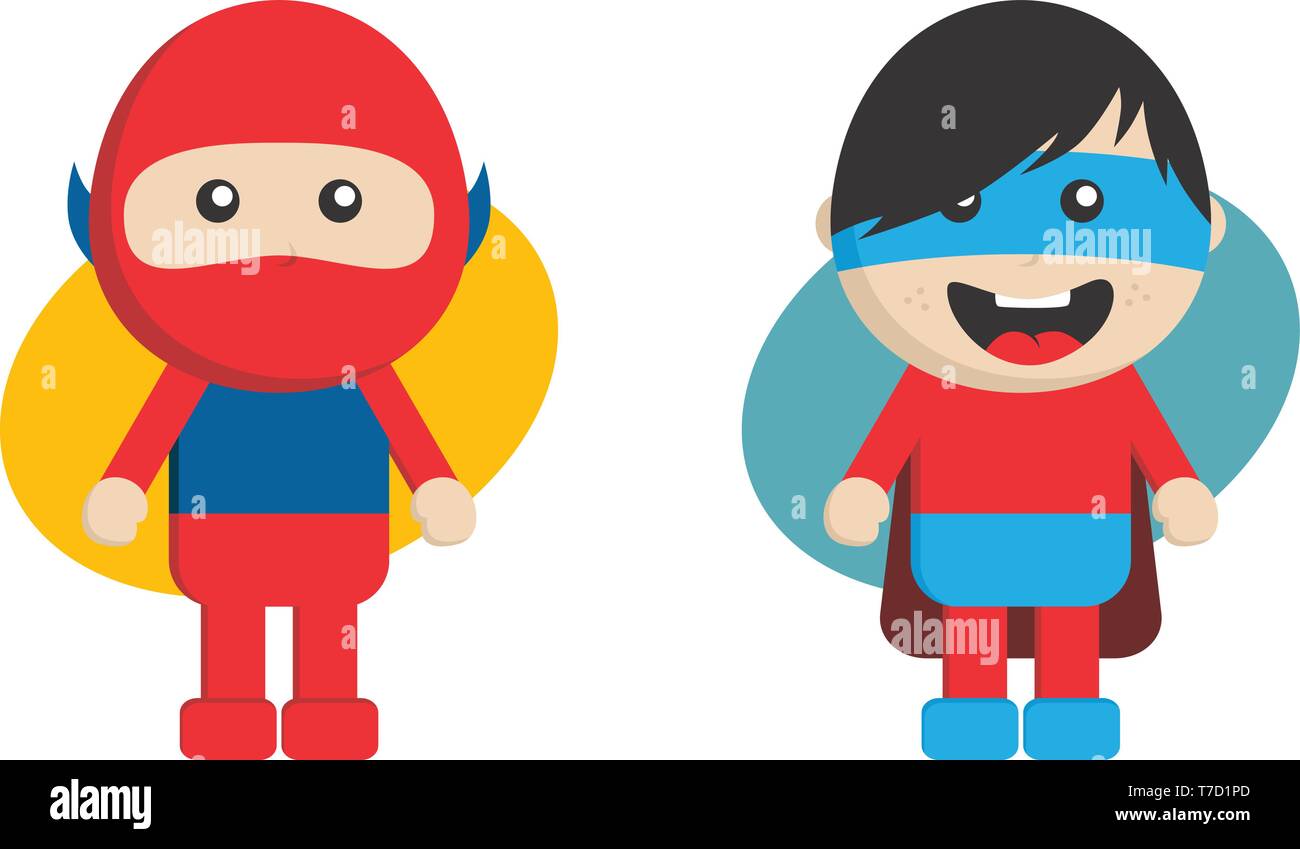 little superhero flat cartoon vector art illustration Stock Vector ...
