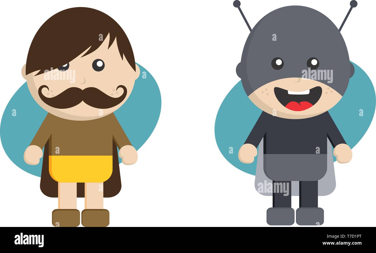 little superhero flat cartoon vector art illustration Stock Vector ...