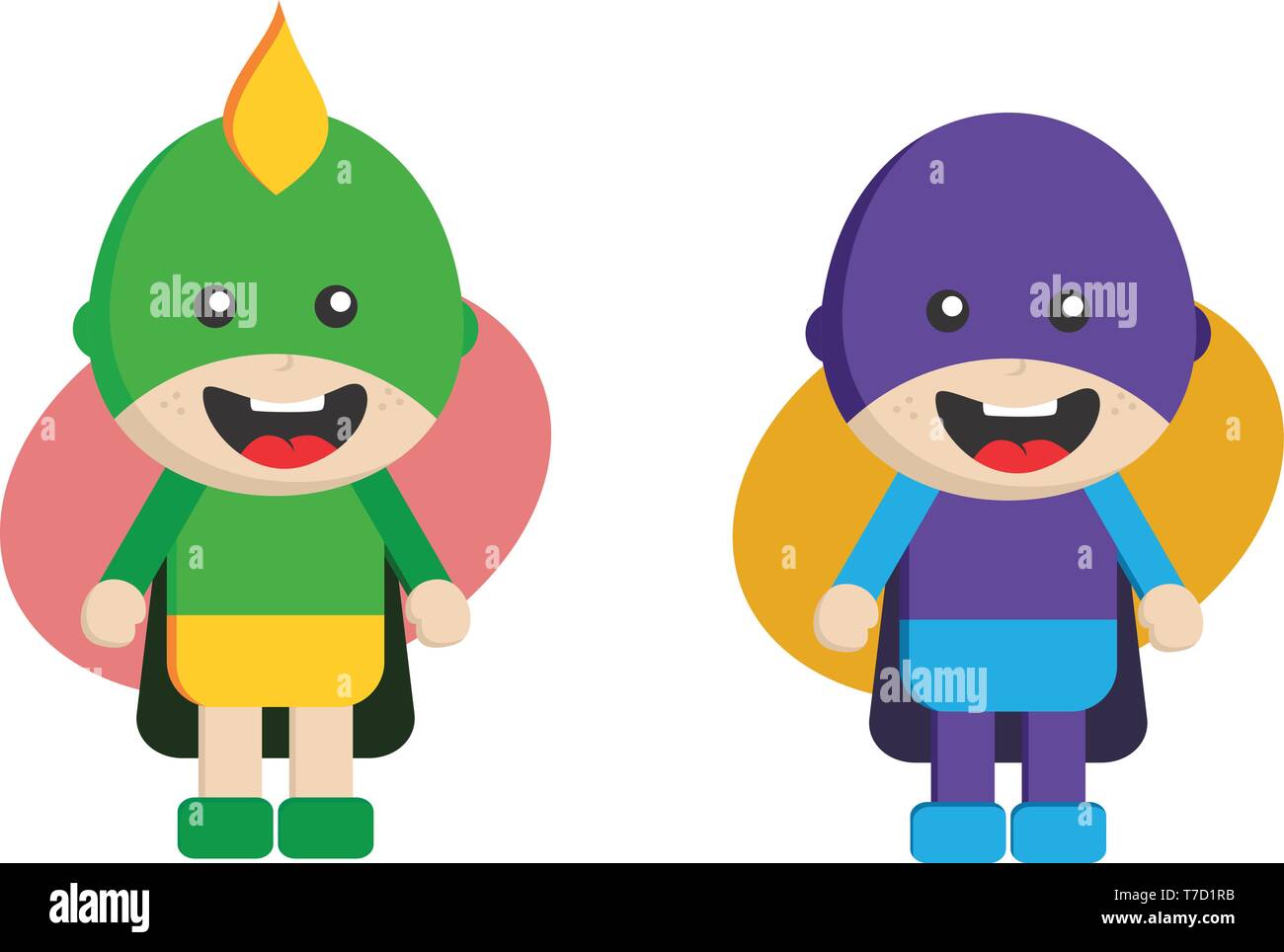 little superhero flat cartoon vector art illustration Stock Vector ...