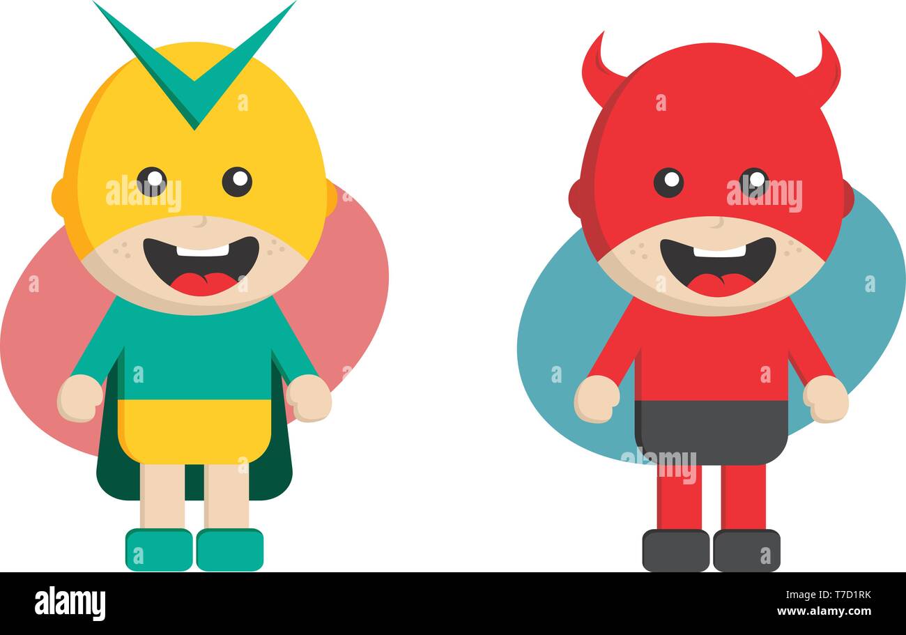 little superhero flat cartoon vector art illustration Stock Vector ...