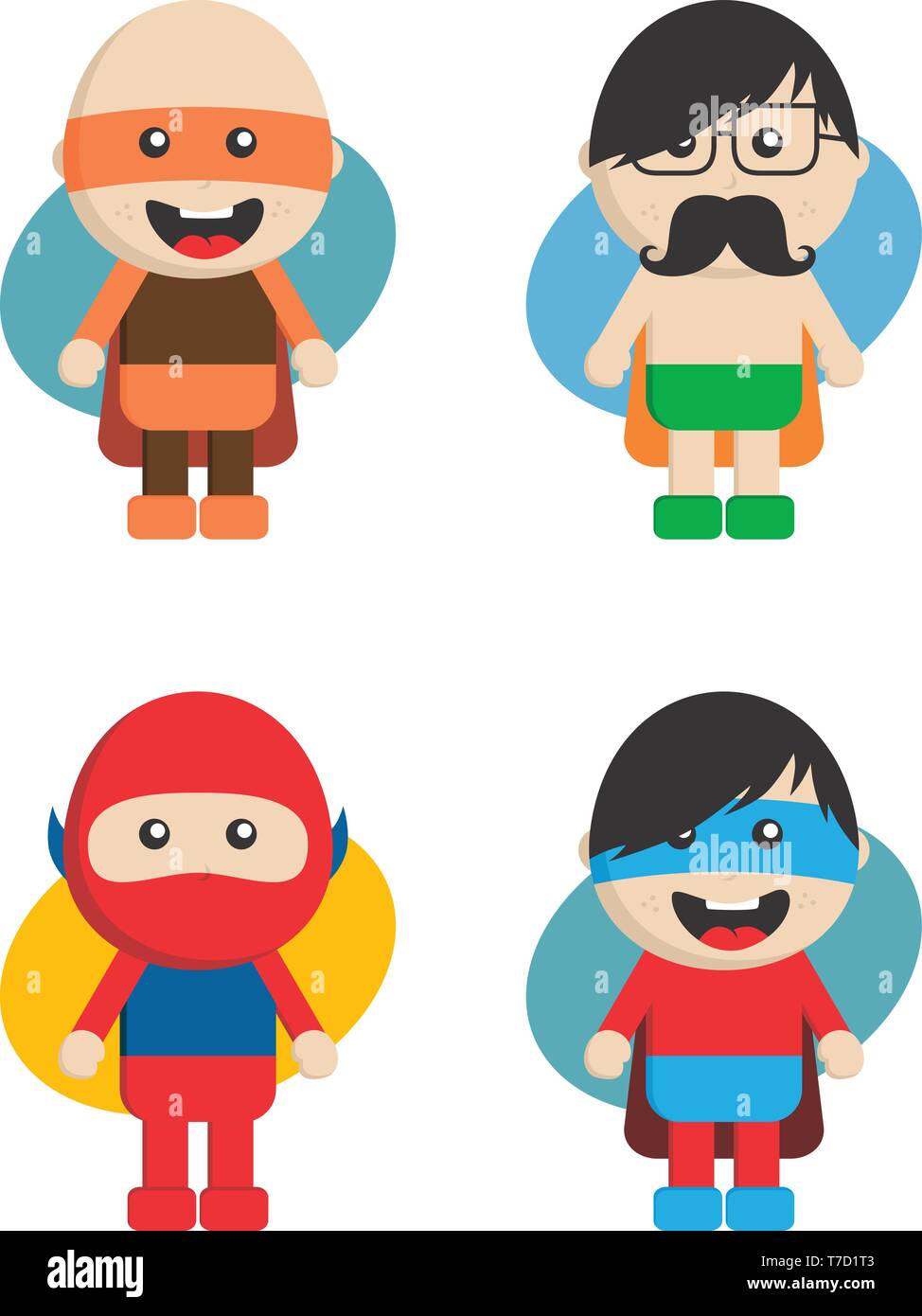 little superhero flat cartoon vector art illustration Stock Vector ...