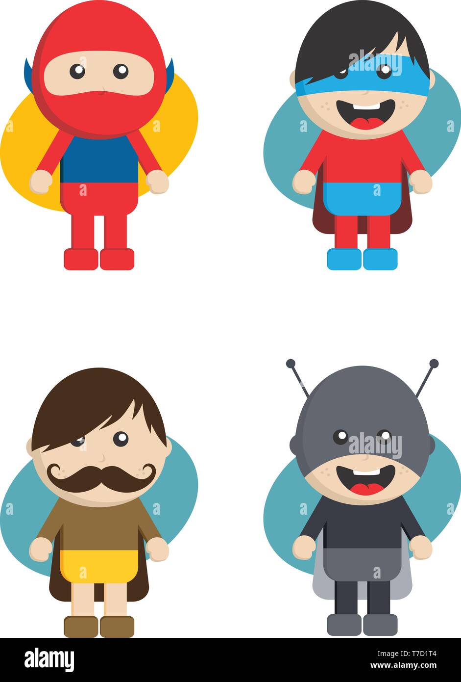 little superhero flat cartoon vector art illustration Stock Vector ...