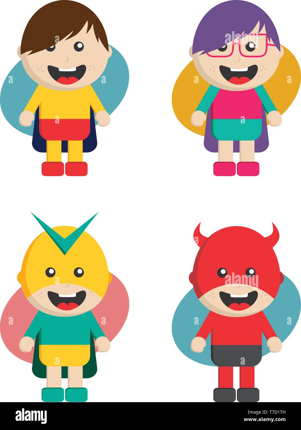 little superhero flat cartoon vector art illustration Stock Vector ...