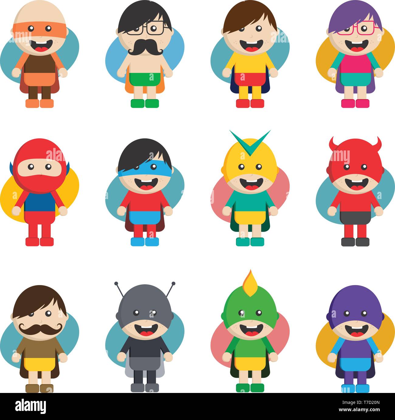 little superhero flat cartoon vector art illustration Stock Vector ...