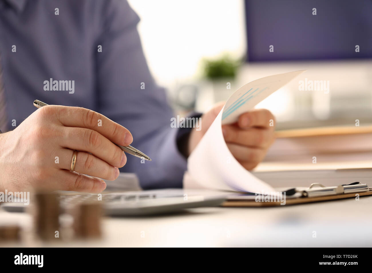 Analyst Calculate Finance Budget Check Investment Stock Photo - Alamy