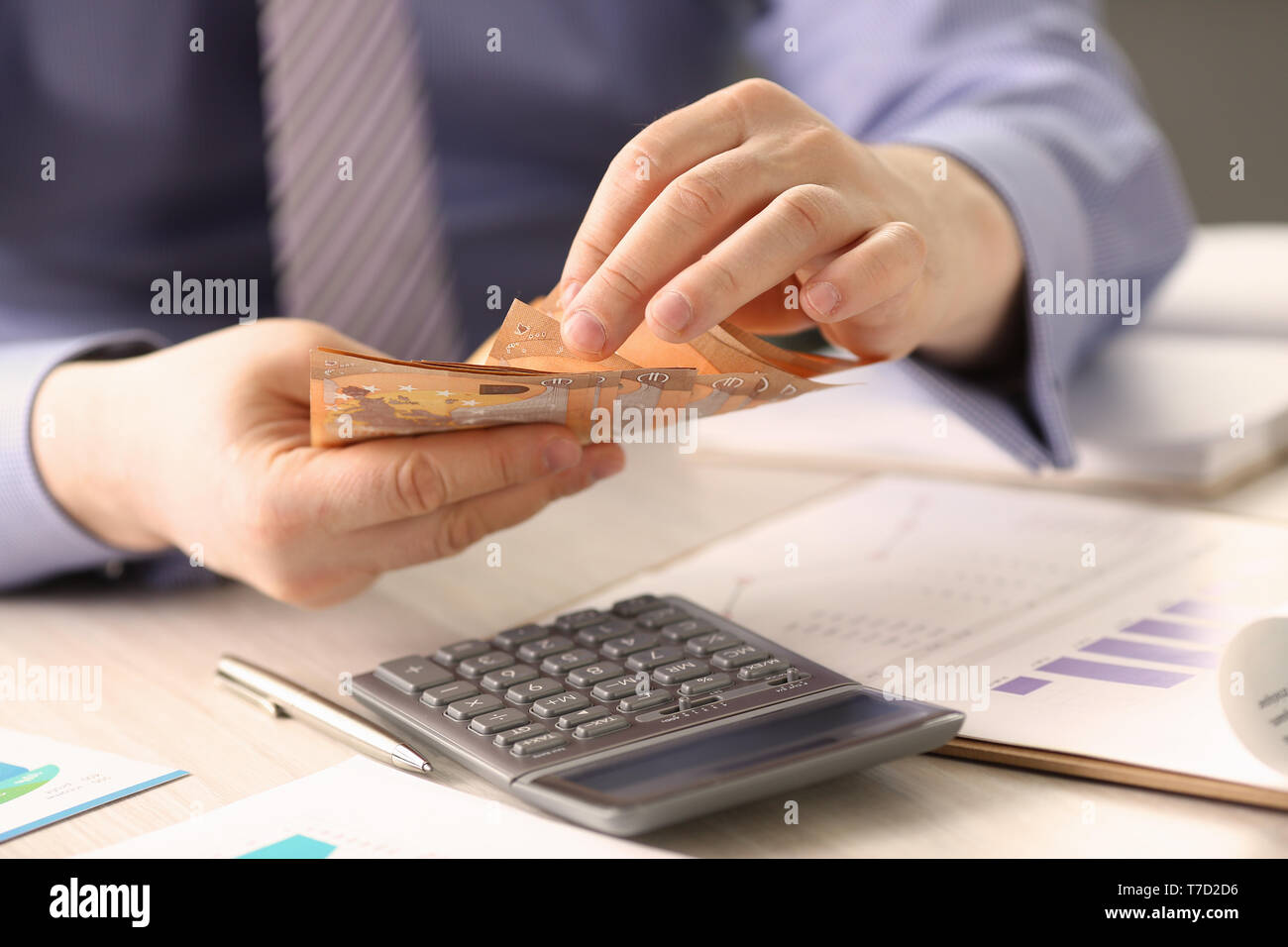 Savings Finances Concept Man Counting Cash Money Stock Photo - Alamy