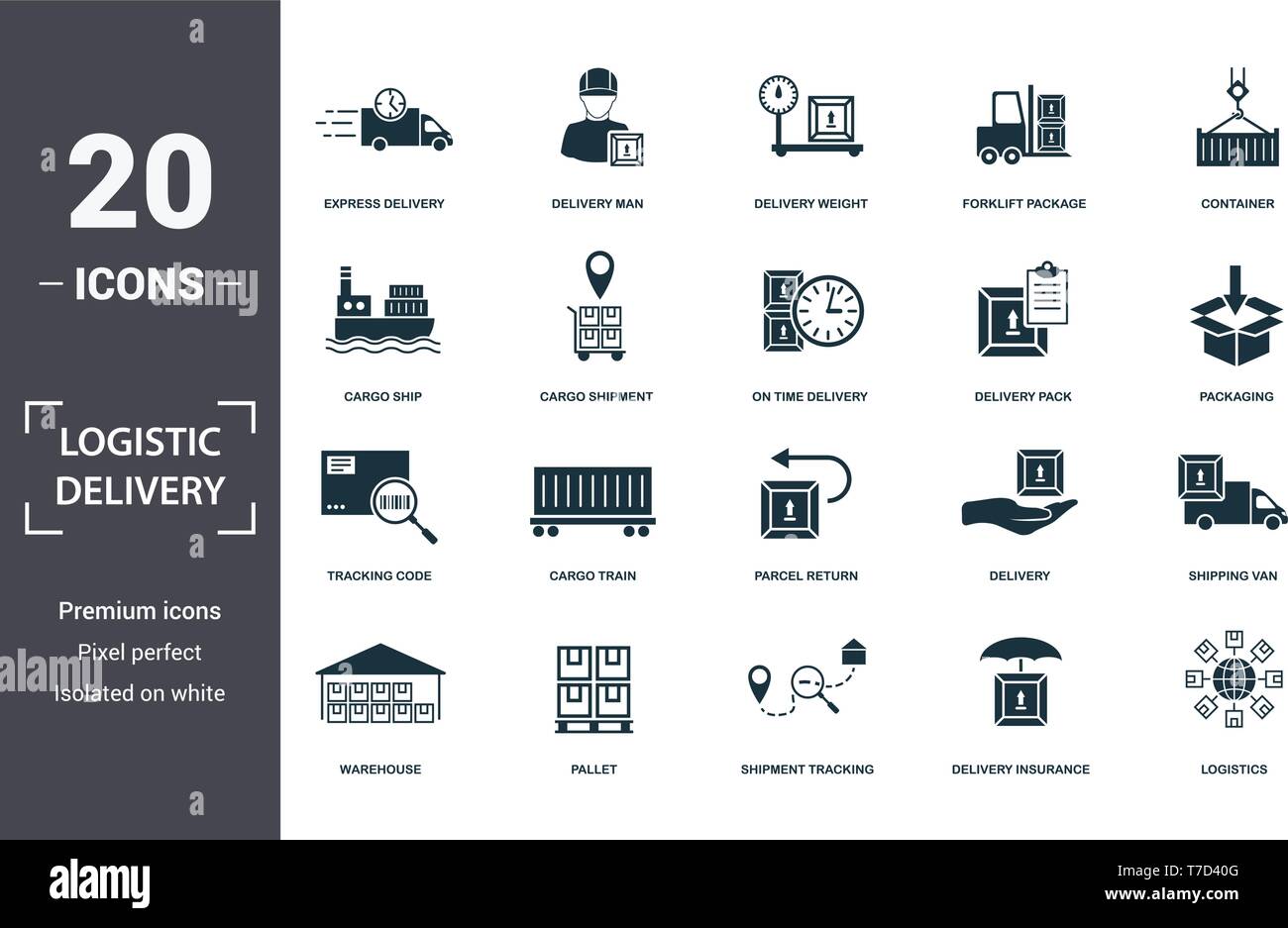 Logistics Delivery icons set collection. Includes simple elements such ...