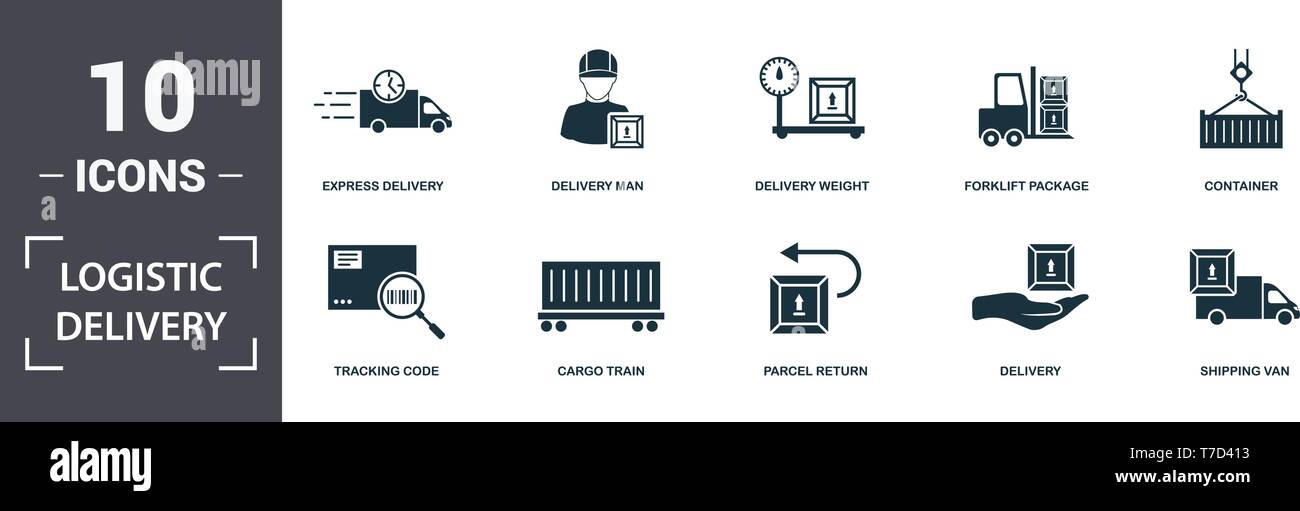 Logistics Delivery icons set collection. Includes simple elements such ...