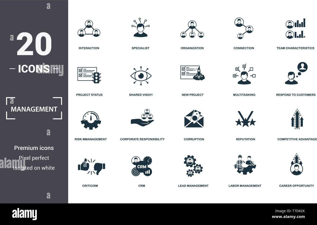 Management icons set collection. Includes simple elements such as ...