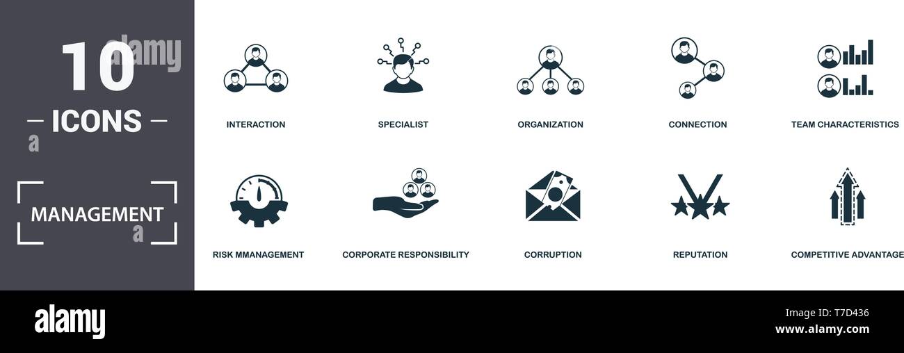 Management icons set collection. Includes simple elements such as ...