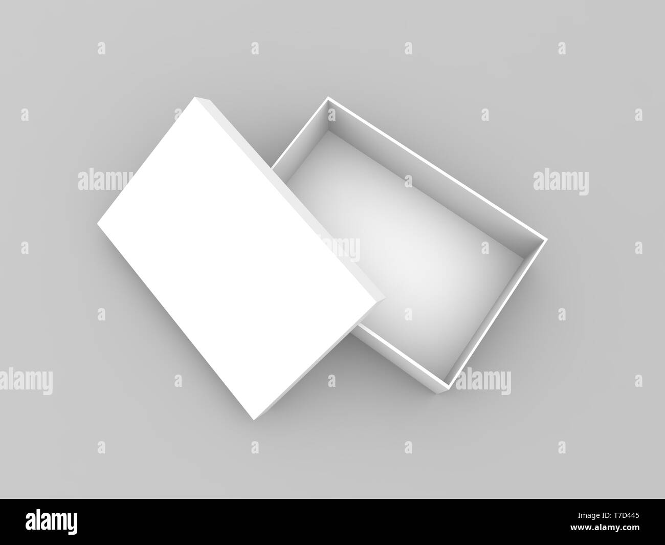 Open white box with lid mockup. 3d render illustration Stock Photo - Alamy