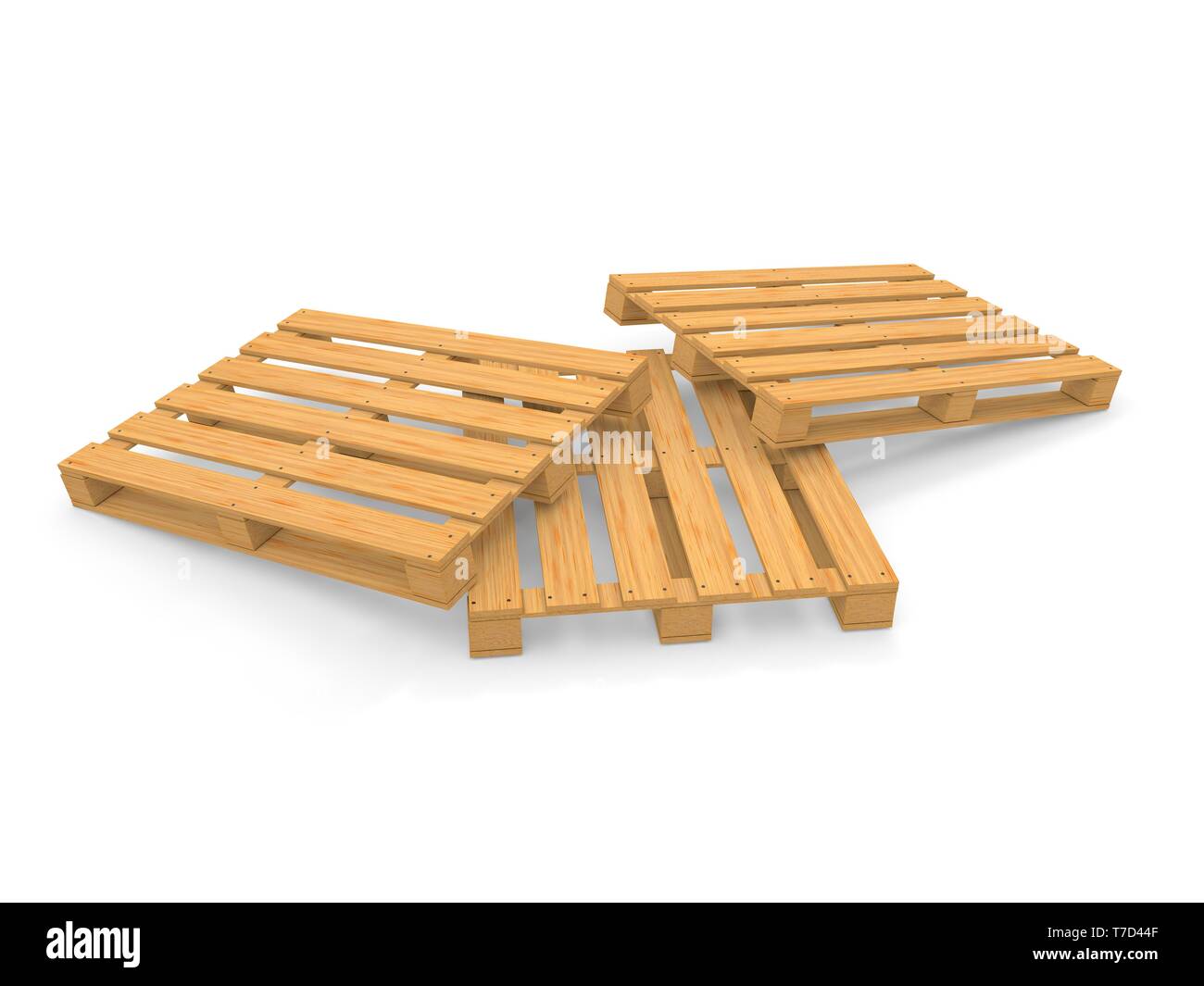 Wooden pallets on white background. 3d render illustration Stock Photo ...