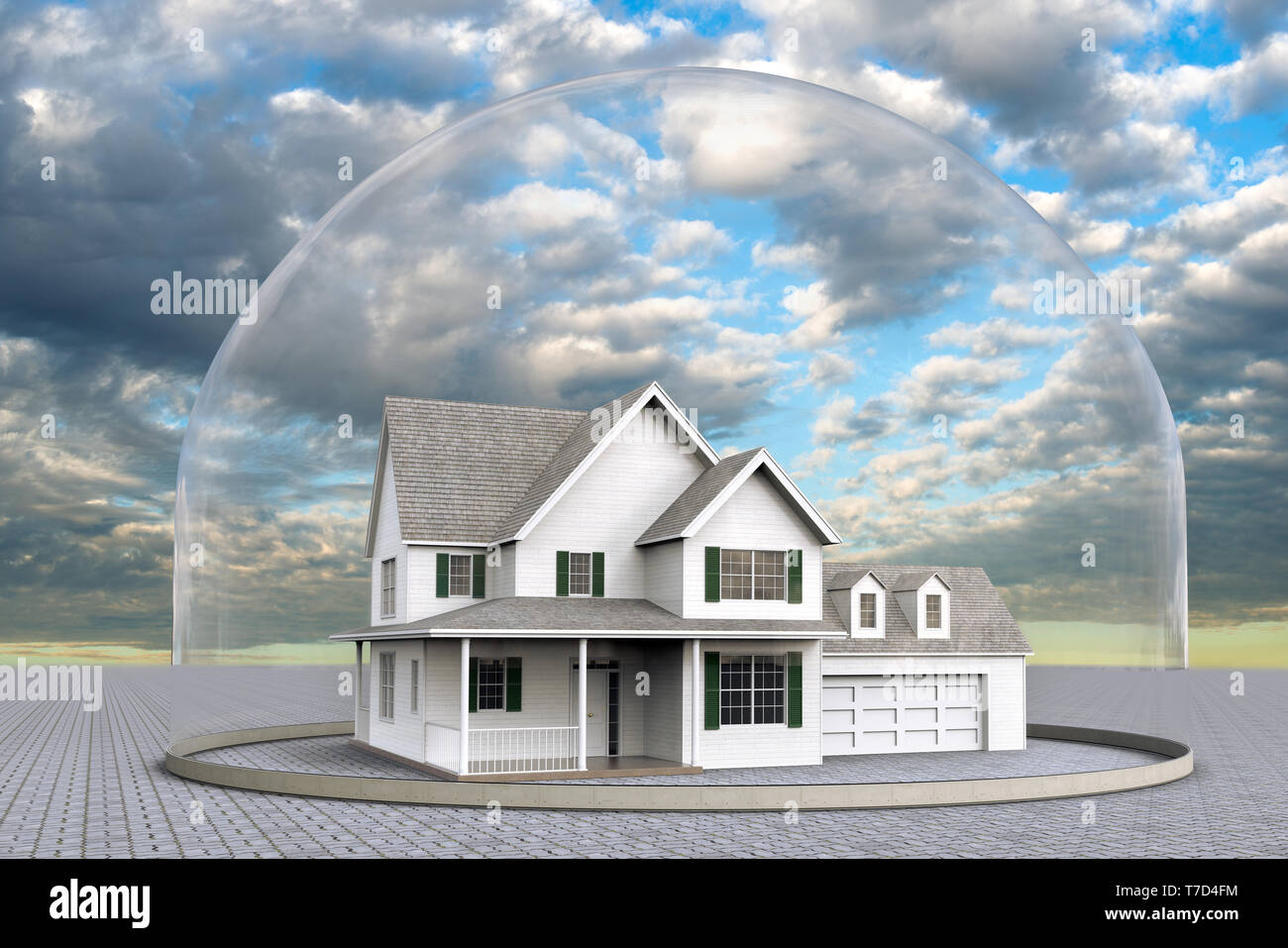 3D rendering og a house inside a dome Stock Photo - Alamy