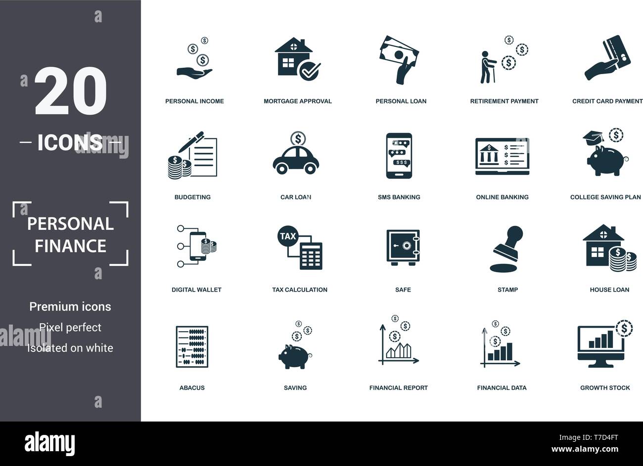 Personal Finance icons set collection. Includes simple elements such as ...