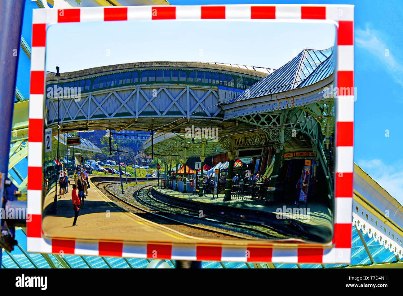 Tynemouth Metro Victorian railway bridge and flea market reflections ...