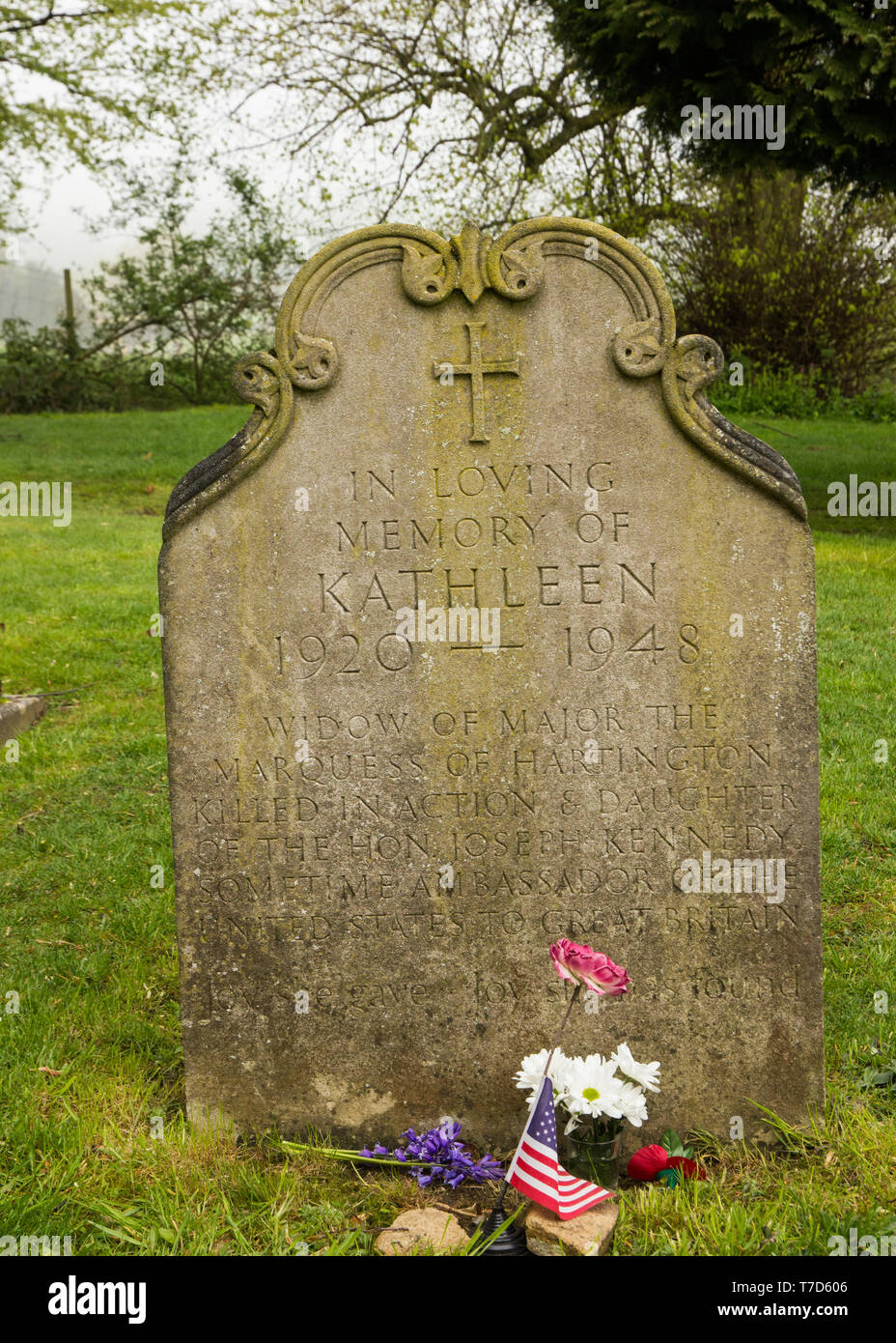 The grave of Kathleen Kennedy at Edensor in the Chatsworth estate ...